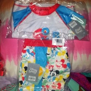 Disney | Swim | New Disney Mickey Mouse Rash Guard And Swimming Trunks ...